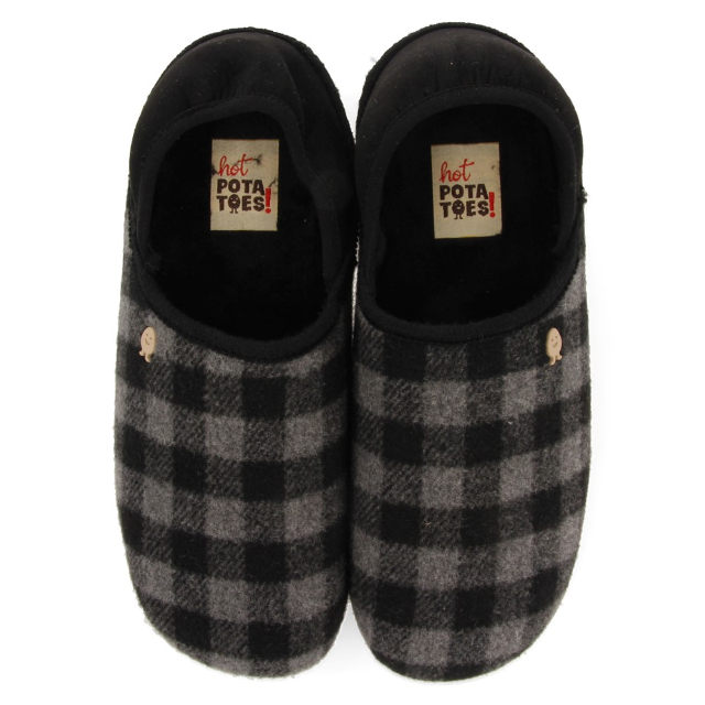Hot Potatoes – Pantoffel Heren Check Dichte Hak (Maat 41,43,45 ...